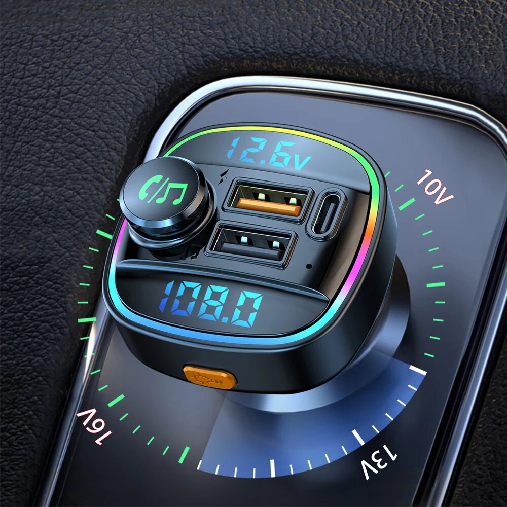 C22 Bluetooth 5.0 Беспроводной автомобильный комплект Handfree ЖК-передатчик FM QC3.0 Dual USB PD Автомобильное зарядное устройство U-диск MP3 Воспроизведение музыки
