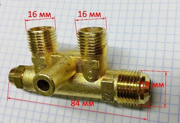 Тройник воздушный в сборе 61/52/168 для КМП-400/50 LSD, JST 61/52/168