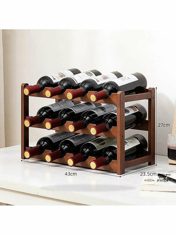 Держатель для бутылок из бамбука, вместимость 12 бутылок по 750 мл