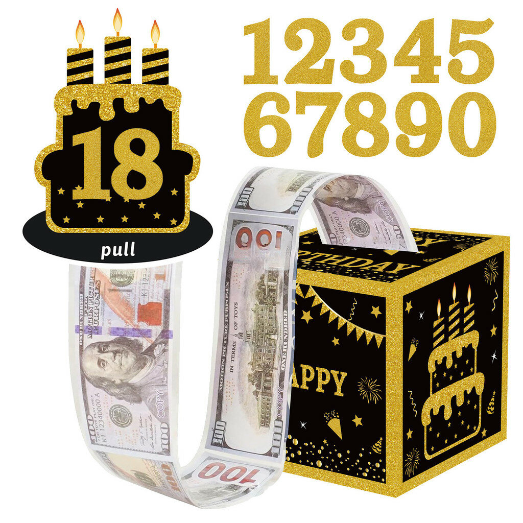 Бумажная денежная копилка для дня рождения с ярким дизайном для украшения и подарков стиль 23