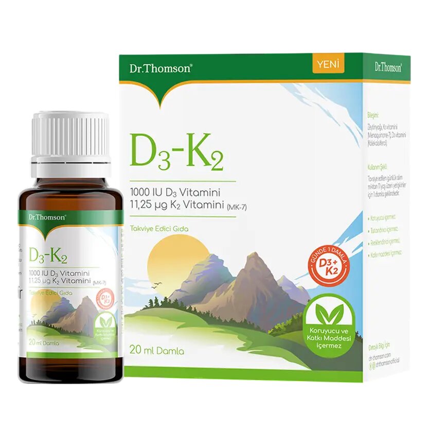Dr. Thomson Vitamin D3-K2 / Доктор Томсон Витамин D3-K2 жидкость во флаконах по 20 мл с дозатором-капельницей 1 шт