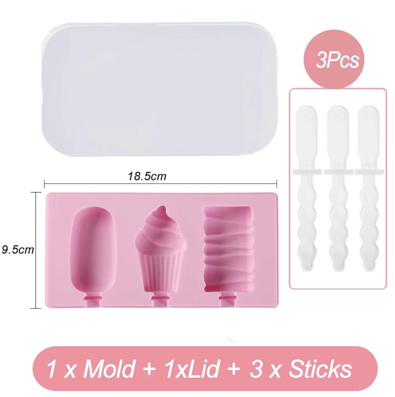 Силиконовая форма для мороженого с крышкой и палочками, форма «сделай сам» для фруктов и Розовый, F