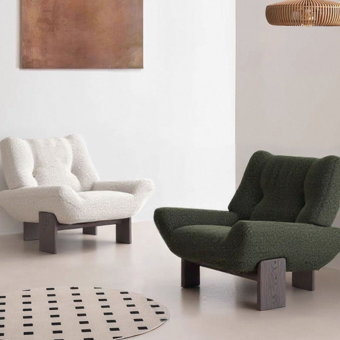 Интерьерное мягкое кресло без подлокотников на деревянных ножках Laon (темно-зеленый)