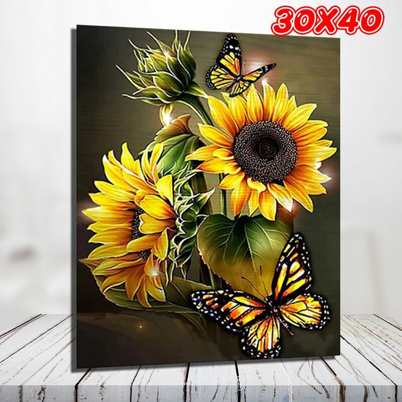 Алмазная Мозаика 30х40 "Подсолнухи"