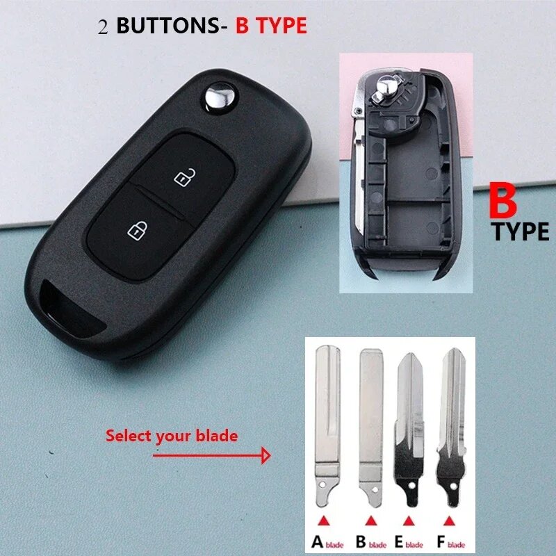2 3-кнопочный корпус автомобильного ключа, брелок с дистанционным управлением, аксессуары для Renault Express Uit Megane3 Logan2 Kadjar Captur Symbol Dacia Duster E blade, 2 buttons-B type