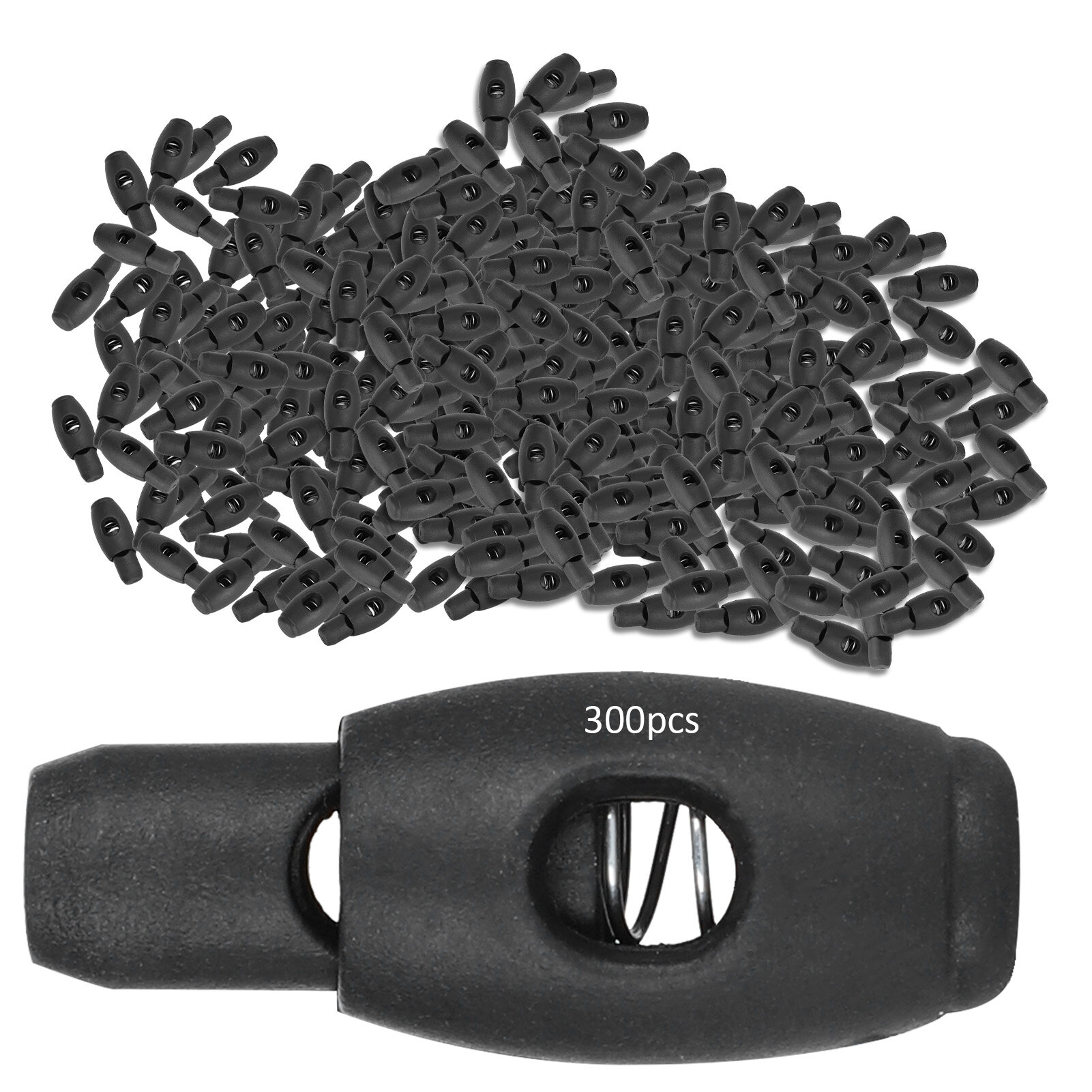 300 шт. замков для шнура с одним отверстием, пружинные пластиковые пряжки для веревки, нейлоновые зажимы, аксессуары для одежды