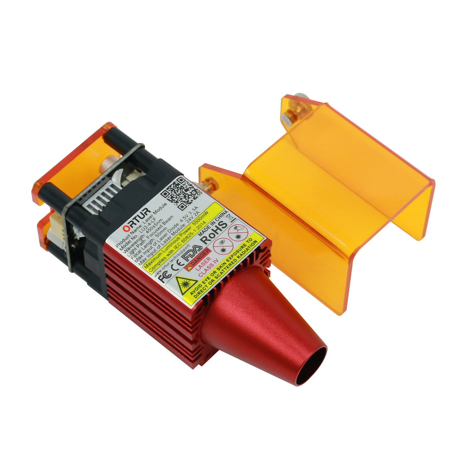 Лазерный модуль ORTUR LU2-4-LF 5W – поддержка Air Assist, 24В, для Laser Master 2 S2/PRO S2