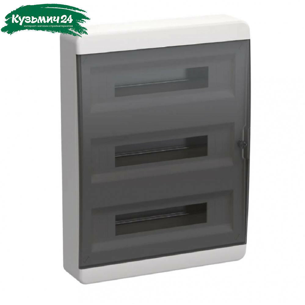 Бокс пластиковый накладной Iek Tekfor ЩРН-П-54 IP41 черная, прозрачная дверь, 36 модулей, 1 шт.