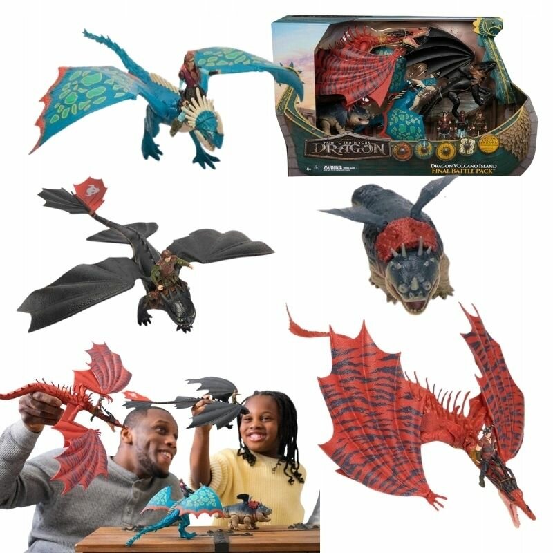 Фигурки DreamWorks Dragons Как приручить Дракона - Набор Битва 4 драконов + фигурки викингов - 6074243