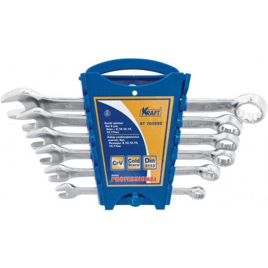 Набор комбинированных ключей Kraft KT 700550, 6 предметов