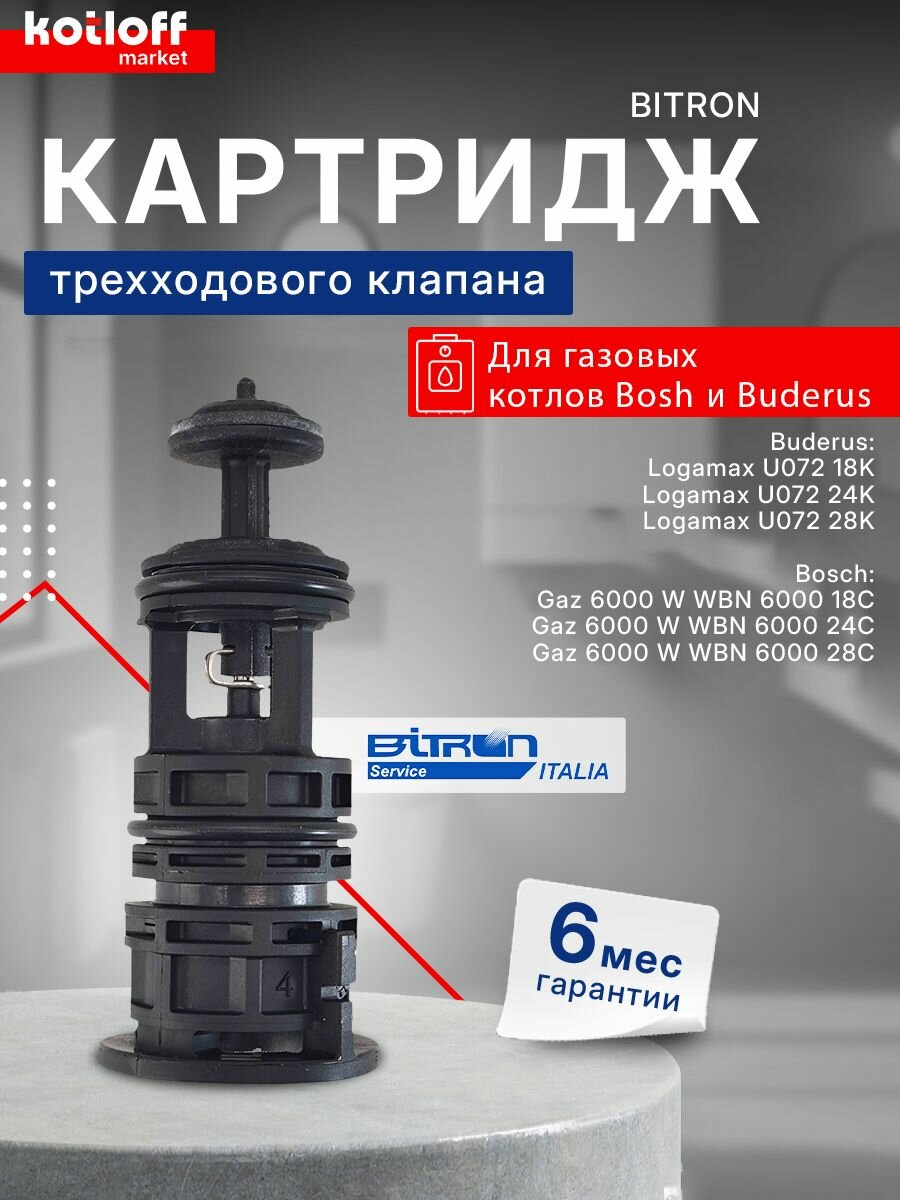 Картридж трехходового клапана BITRON на газовый котел Bosch Gaz 6000/Buderus арт 8718644562