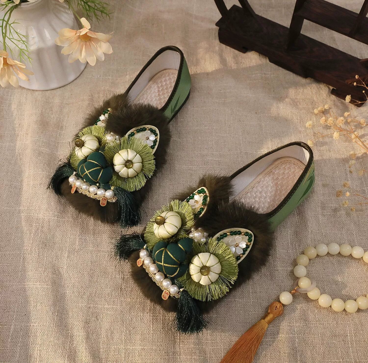 Модная тканевая обувь в этническом стиле, женские туфли Zapatos, 40, Изумрудный, 2-317-62 green