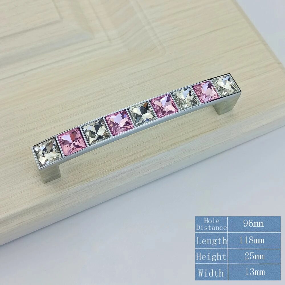 Ручки для шкафов GUJINDA Кристальные розовые A 96mm