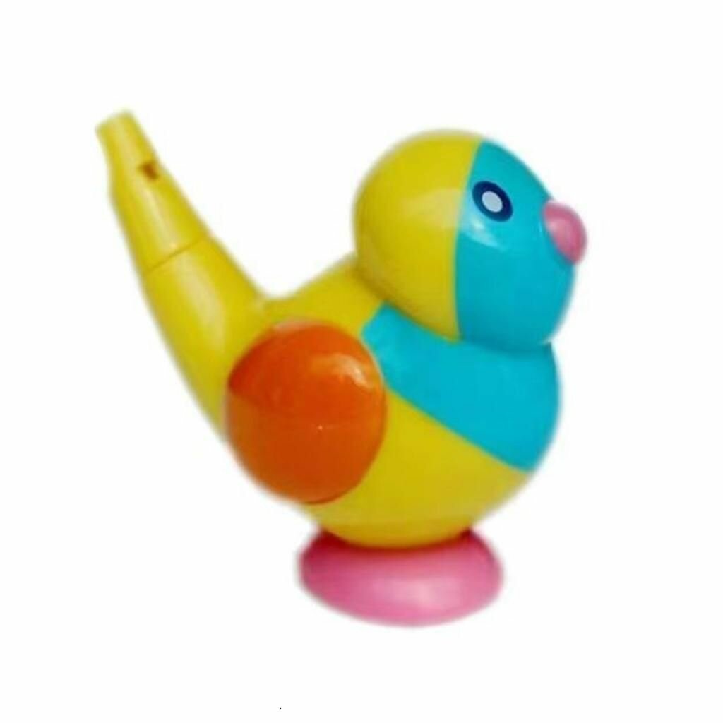 Интерактивная игрушка, Музыкальная игрушка для купания со свистком водяной птицы с цветным рисунком-желтый
