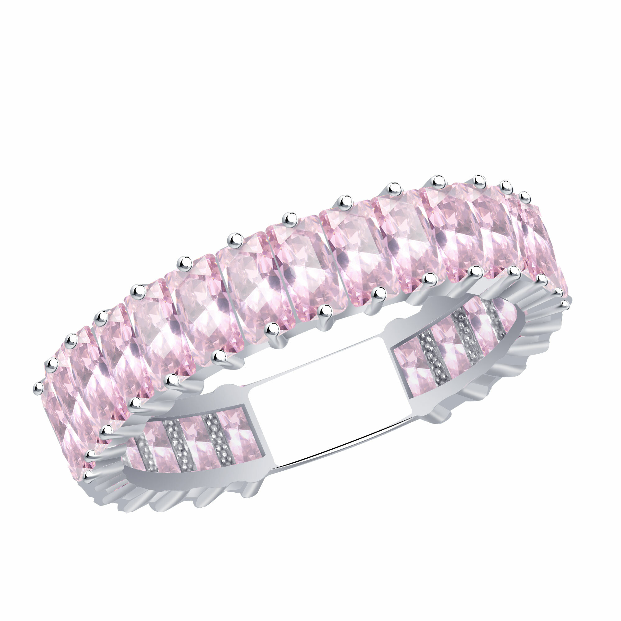 Кольцо дорожка, белое золото, 585 проба, фианит