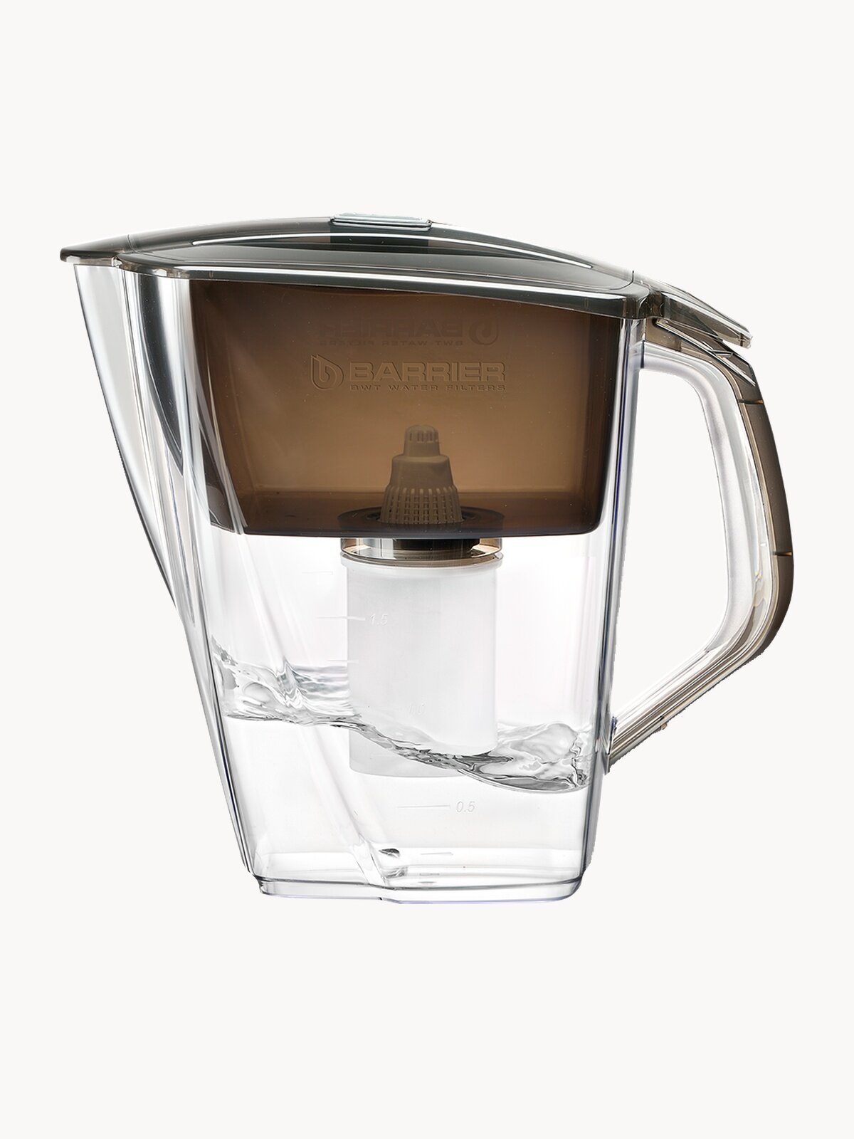 Фильтр-кувшин антрацитового цвета с объемом 4 литра для надежной очистки воды от загрязняющих веществ и бактерий с ионным обменом