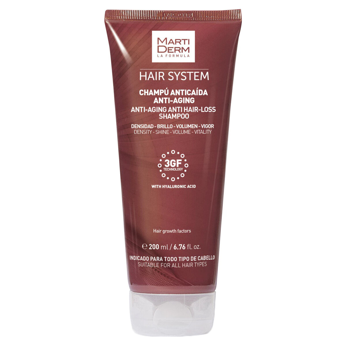 MartiDerm Шампунь против выпадения волос Hair System 3GF Champu Anticaida Anti-Aging 200мл