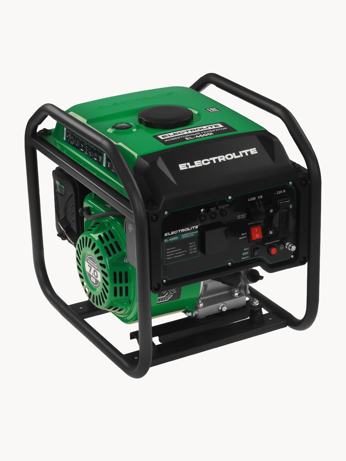 Генератор бензиновый инверторный Electrolite EL-4500I, 220В, 3.8 кВт, Аи-92