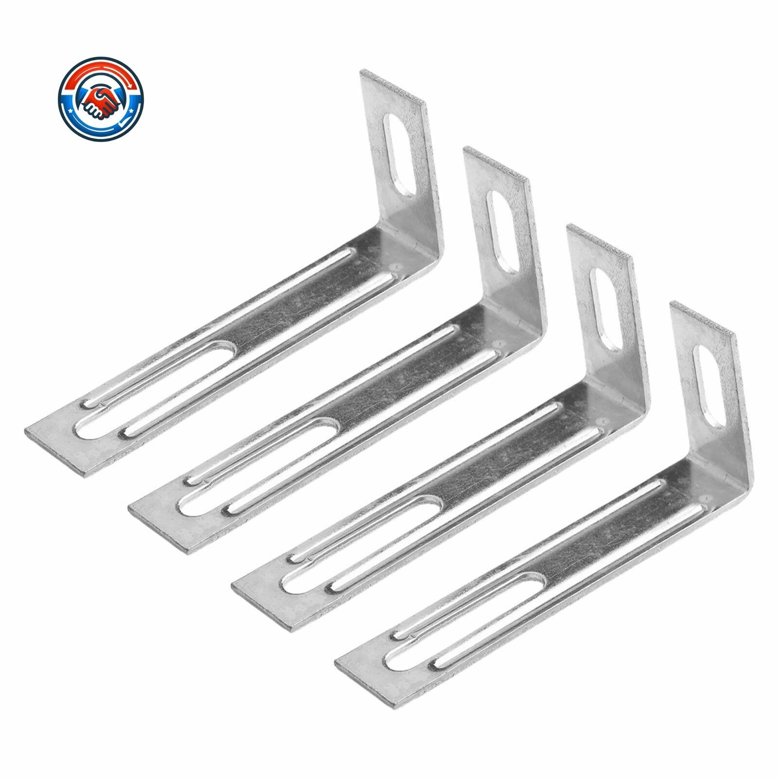 Регулируемые угловые кронштейны L-образные, 4 шт, усиленные металлические уголки для мебели, крепёж для полок, столов, шкафов, серебристые