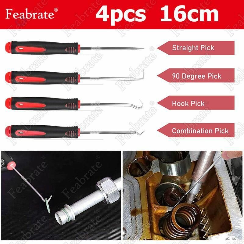 Набор крючков для снятия сальников и уплотнительных колец, 4 шт, 160 мм, универсальный автомобильный инструмент для ремонта и замены уплотнителей, комплект отверток-крючков