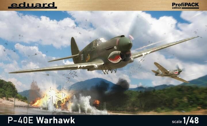 Сборная модель самолёта P-40E Warhawk 1/48 ProfiPACK Flying Tigers — делюкс набор с декалями и фототравлением, ретро