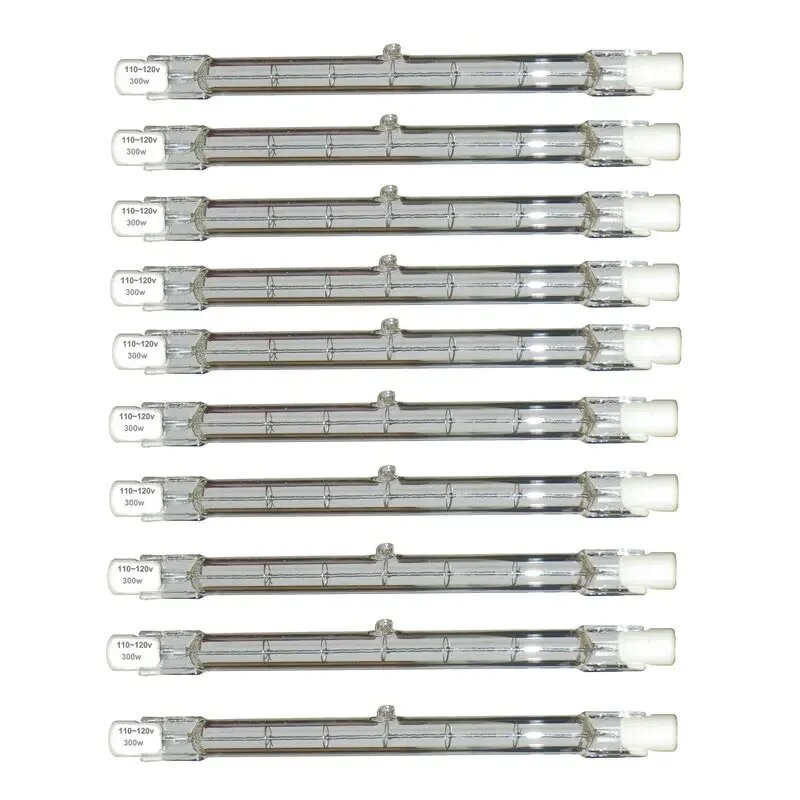 Галогенный светильник со стеклянной трубкой, 10 шт, 110-120 В, 300 Вт, 300 Вт, J Type T3 118 мм, R7s
