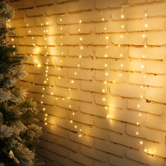 Светодиодная бахрома Капельки Росы 3.5*0.8 м, 288 экстра теплых белых мини LED ламп с мерцанием, серебряная проволока, IP20, Snowhouse (Сноухаус), ICLDM288-UWW-F
