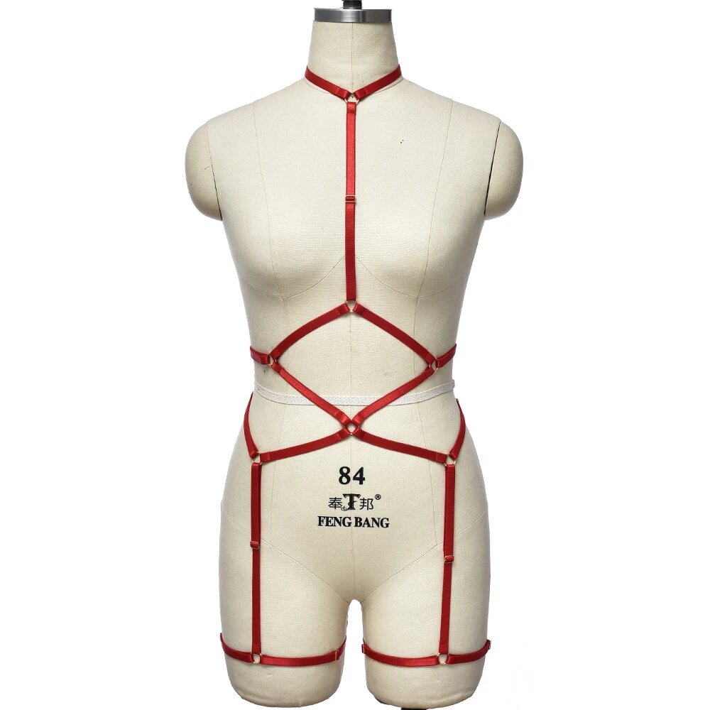 Портупея Женская, регулируемый пояс для чулок, подвязки для ног, сексуальное нижнее белье, набор для клетки Готический бюстгальтер из ремней боди