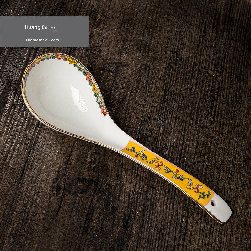 Посуда с золотой эмалью, ковш, ложка для риса, керамическая посуда Цзиндэчжэнь, китайский ретро-бытовой ковш Одинарная