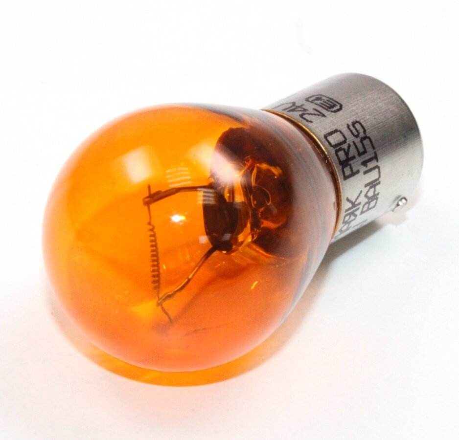 Лампа маяк 24V PY21W (BAU15s) смещ, цоколь желтая Original Pro