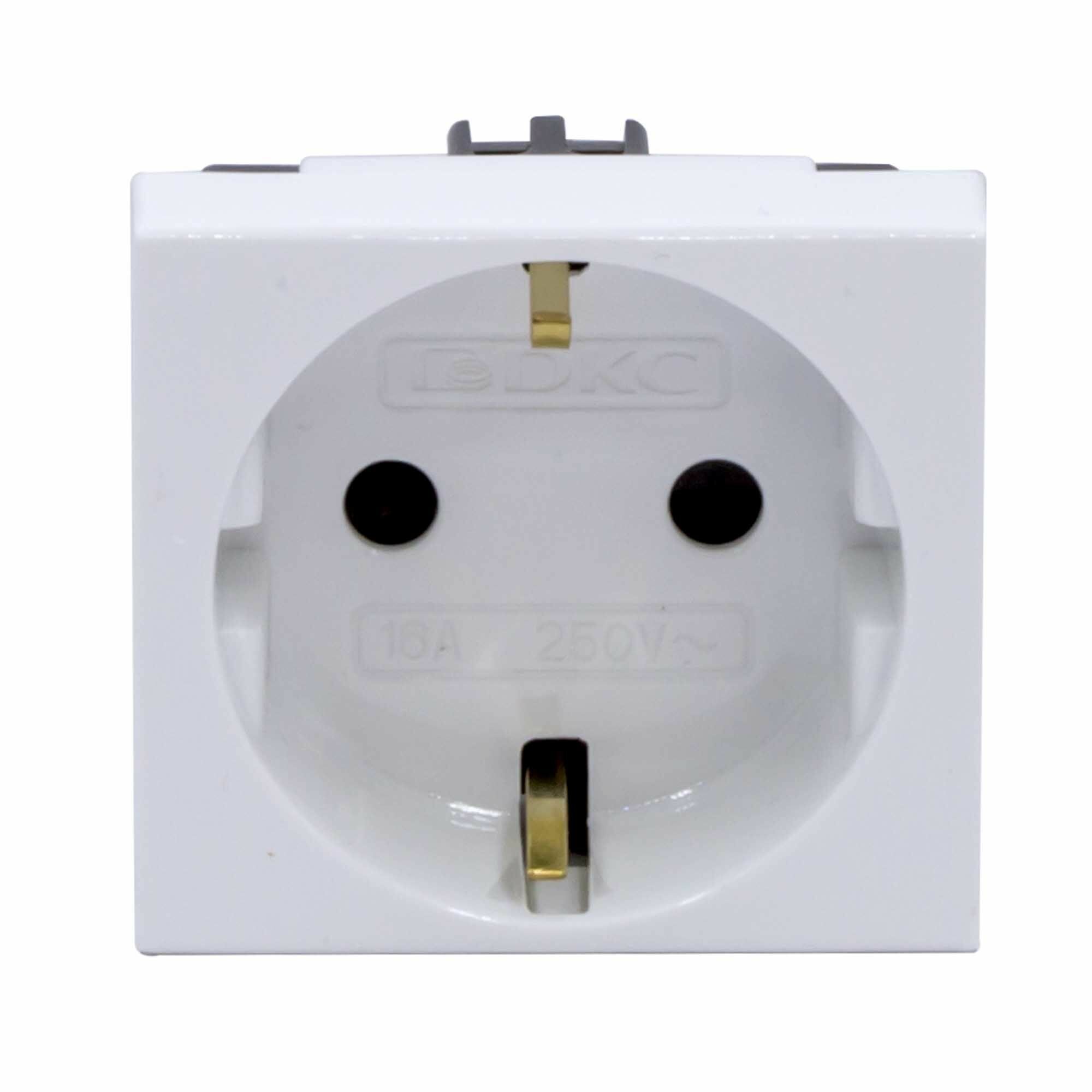 Розетка одинарная DKC силовая с заземлением белая, Viva