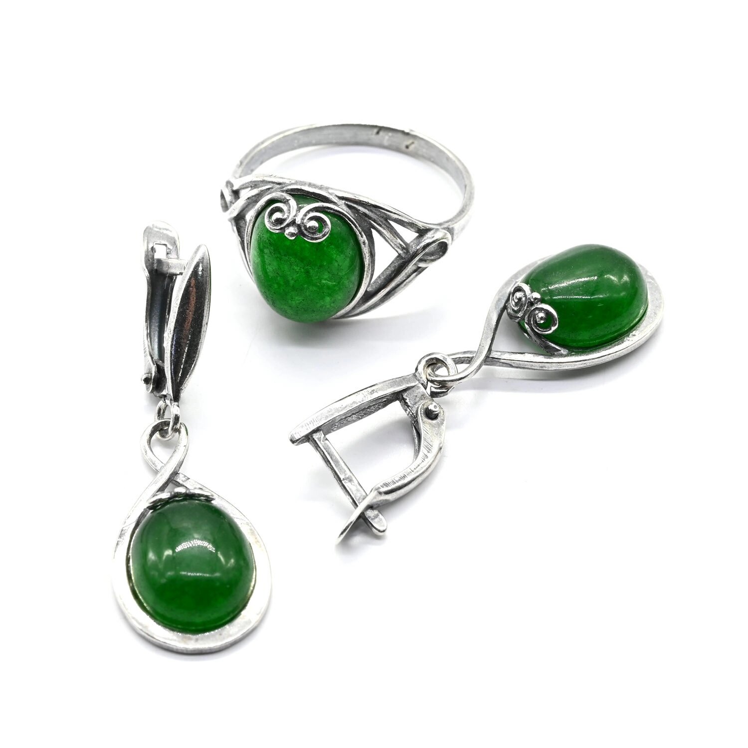 Комплект бижутерии: кольцо, хризопраз