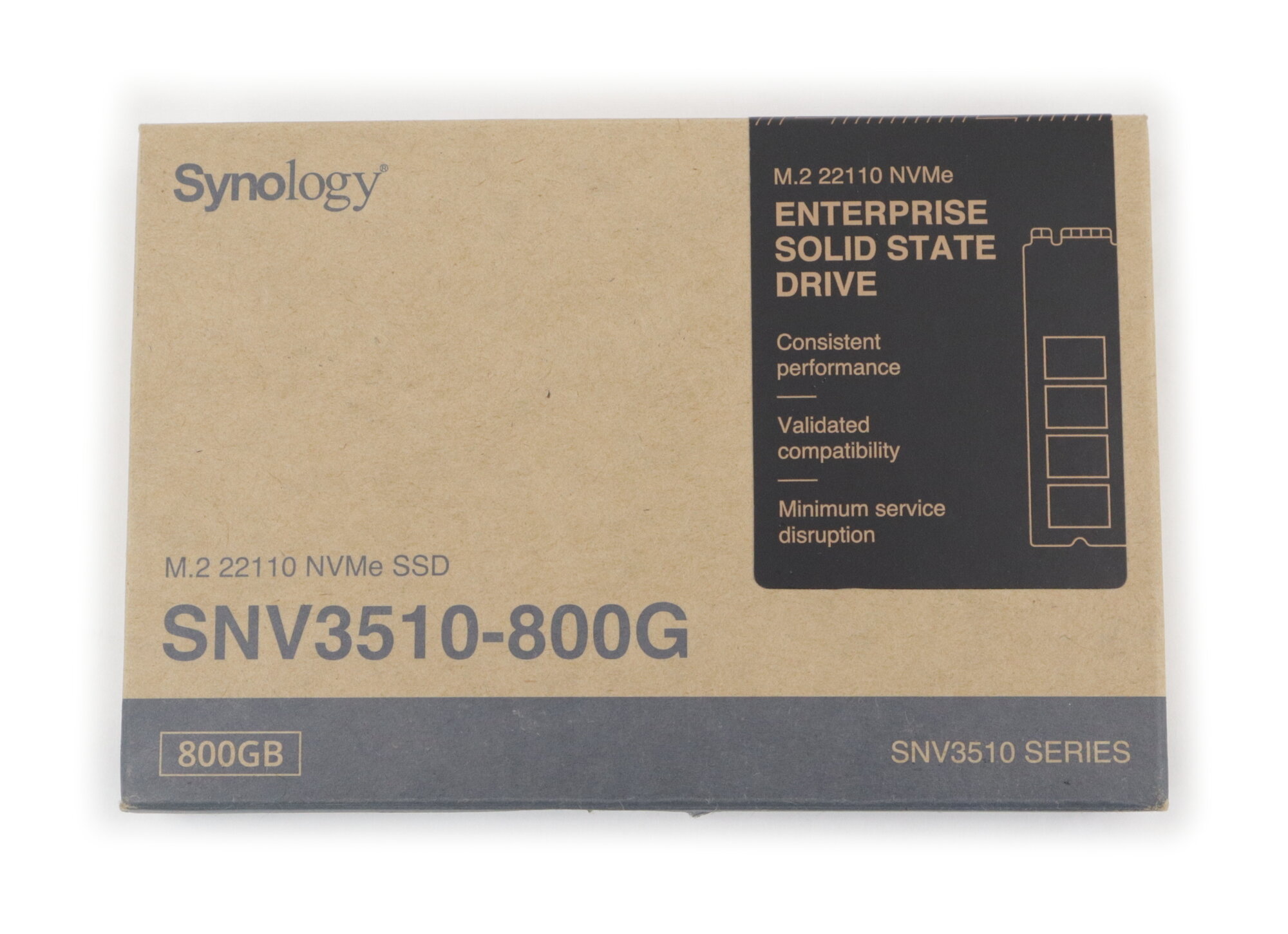 Synology SNV3510-800G Жесткий диск SSD M.2 NVMe, 800Gb, NVMe PCIe 3.0 x4, M.2 22110, R3100/W1000 MB/s, IOPS 400K/70K