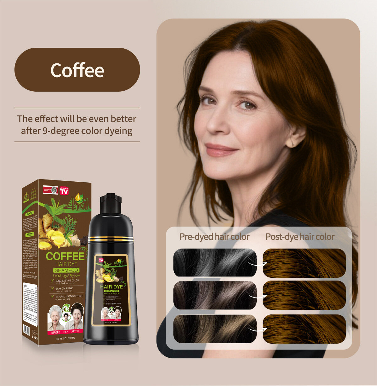 Безаммиачная пенящаяся краска для волос на растительной основе, мягкое окрашивание без раздражения, фитокератин, экстракт имбиря, лосьон,1, chocolate brown,500