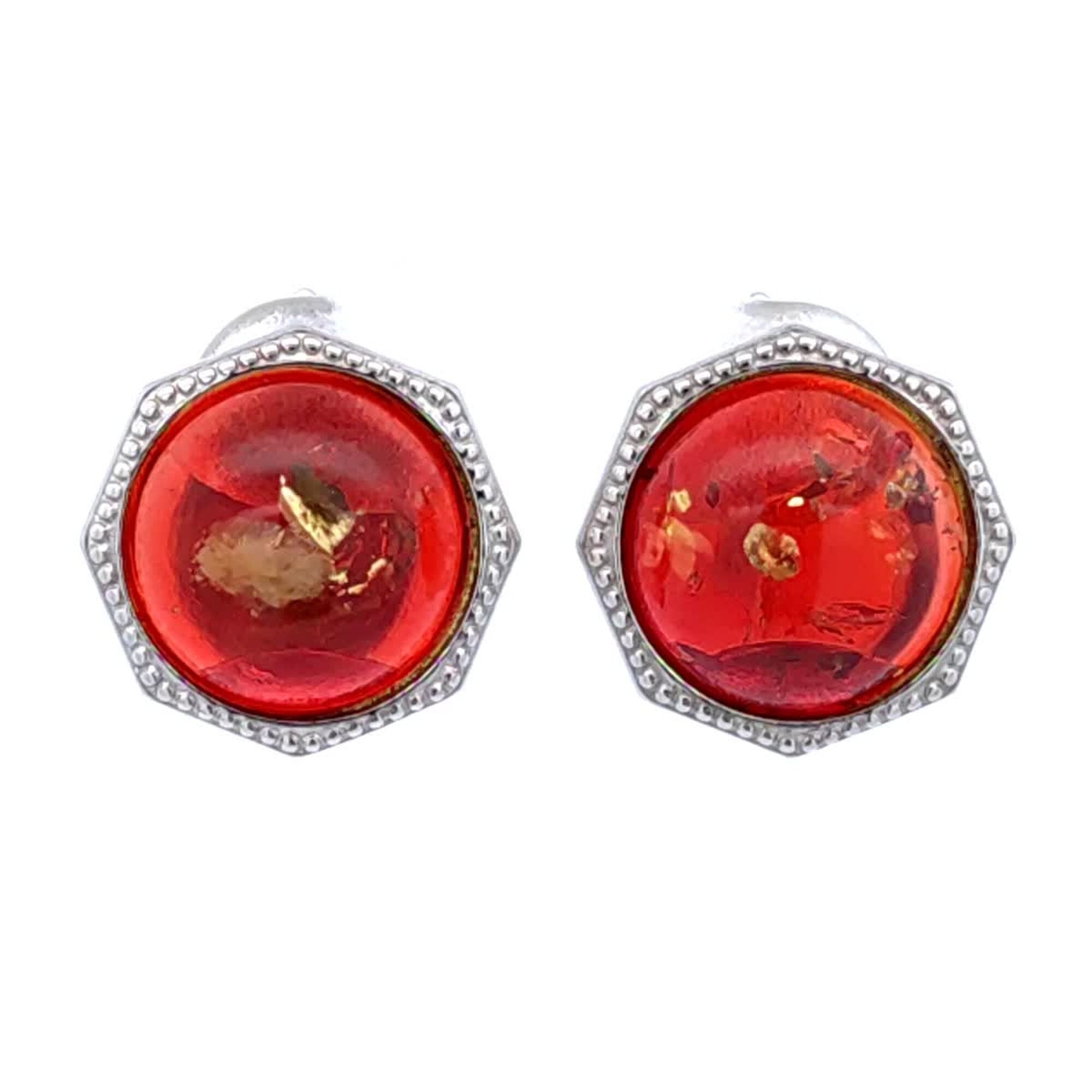 Серьги, серебро, 925 проба, родирование, янтарь
