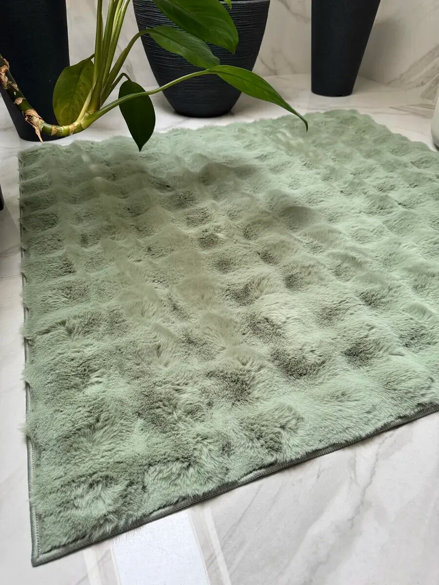 Ковер-накидка Natali's Carpets, 200x200см, полиэстер, однотонный, зеленый