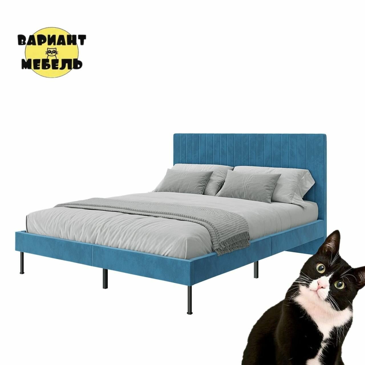 Кровать с мягким изголовьем Soft 140х200 Бирюзовый