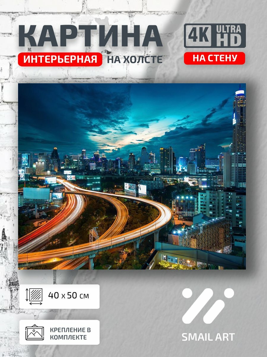 Картина на холсте интерьерная 40 на 50 на стену Ночь Mood для студии атмосфера интерьер