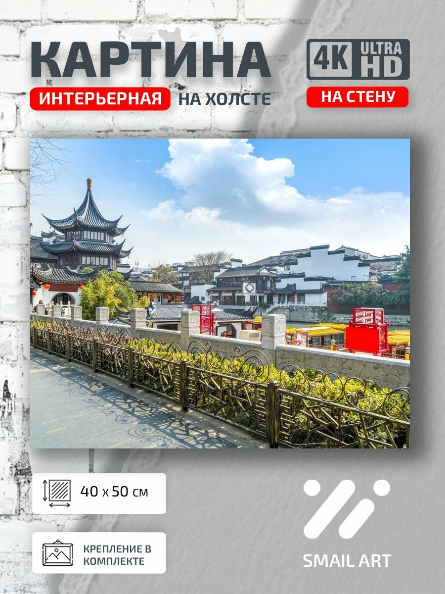 Картина на холсте интерьерная 40 на 50 на стену Улица City для гостиной урбанистика декор