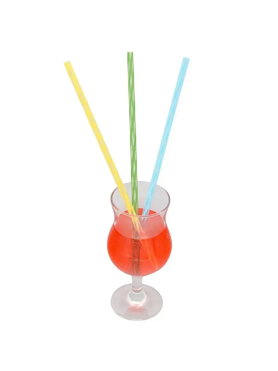 Большие пластиковые трубочки для коктейлей, 12 шт