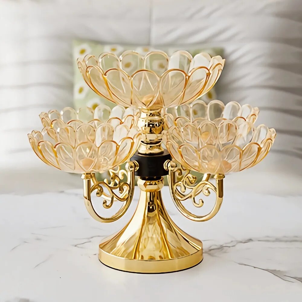 Хрустальная ваза для фруктов 5-ти ярусная Gold Style 2