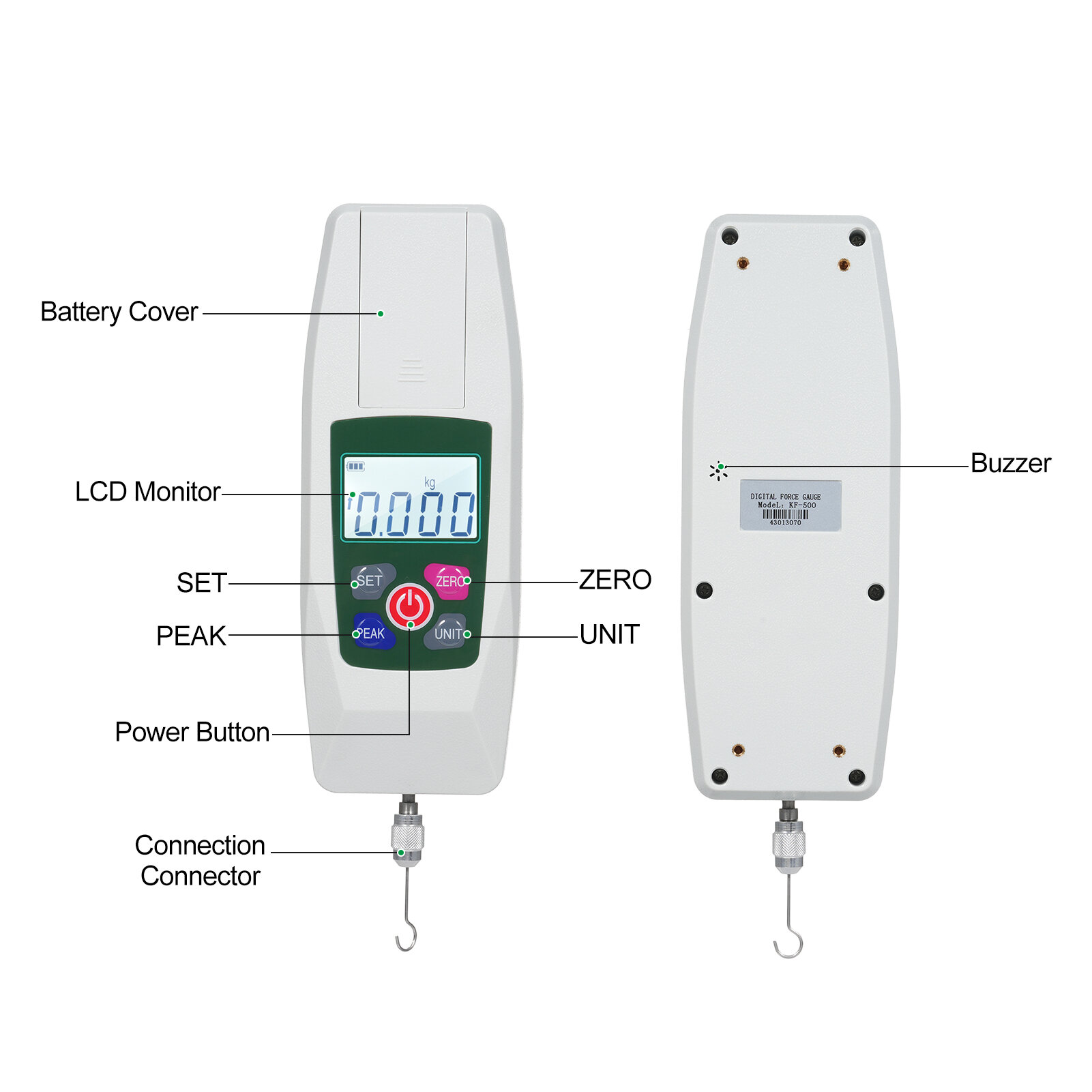 Цифровой динамометр с автоматическим отключением, динамометр для измерения натяжения и растяжения 500 Н/50 кг