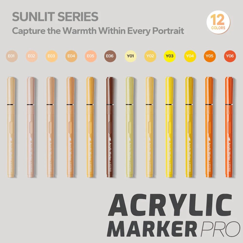 Маркеры акриловые Sunlit Series 12 цветов Pro
