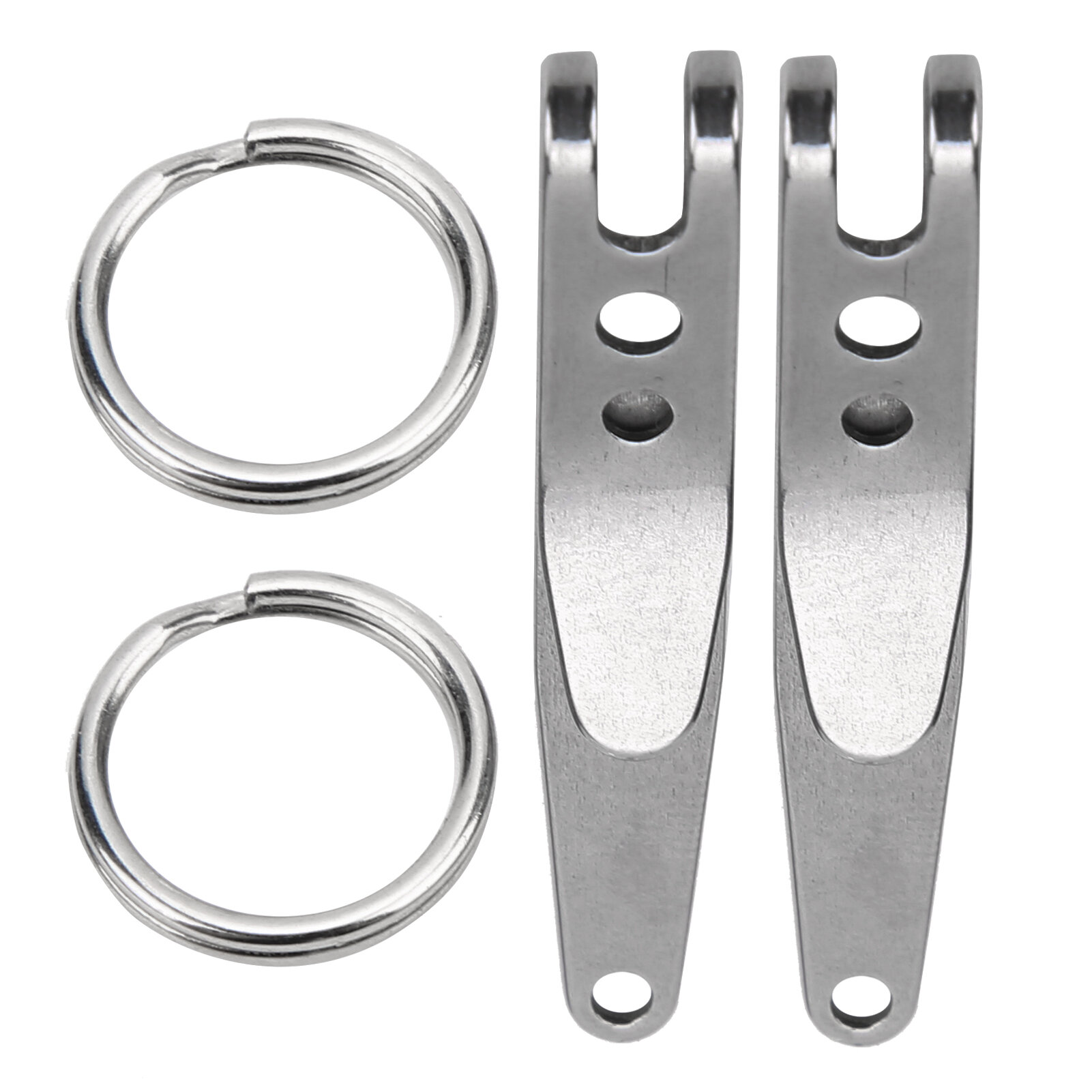 2Pcs Outdoor Belt Clip Stainless Steel Suspension Pocket Key Holder with Keychain