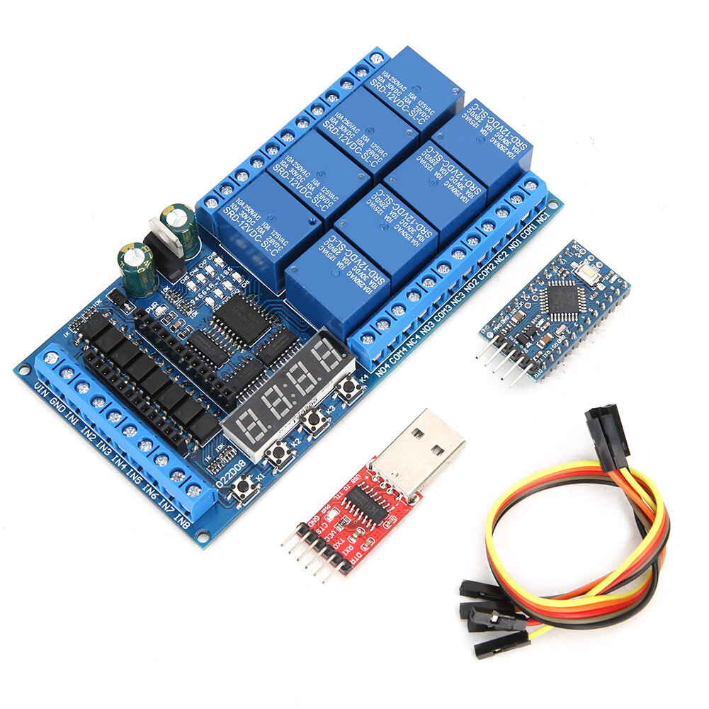 Модуль реле щита Pro Mini PLC DC 12 В, 8 каналов, плата реле задержки для Arduino (кабель для загрузки 8-канальной платы реле Pro Mini PLC Pro Mini)