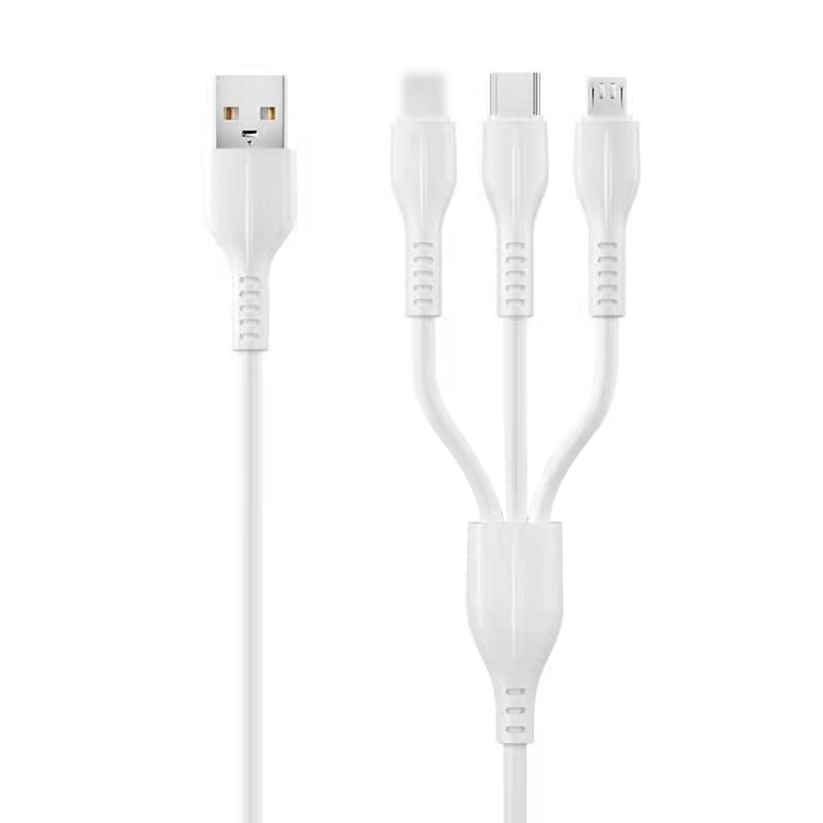 Кабель для зарядки Multi Charging Cable с портами Type C/Micro-B/iOS 3 в 1, кабель для зарядки 2A быстрой зарядки силиконовый, совместимый с мобильными телефонами, планшетами и другими устройствами, длина 1M/3FT (не поддерживает передачу данных),