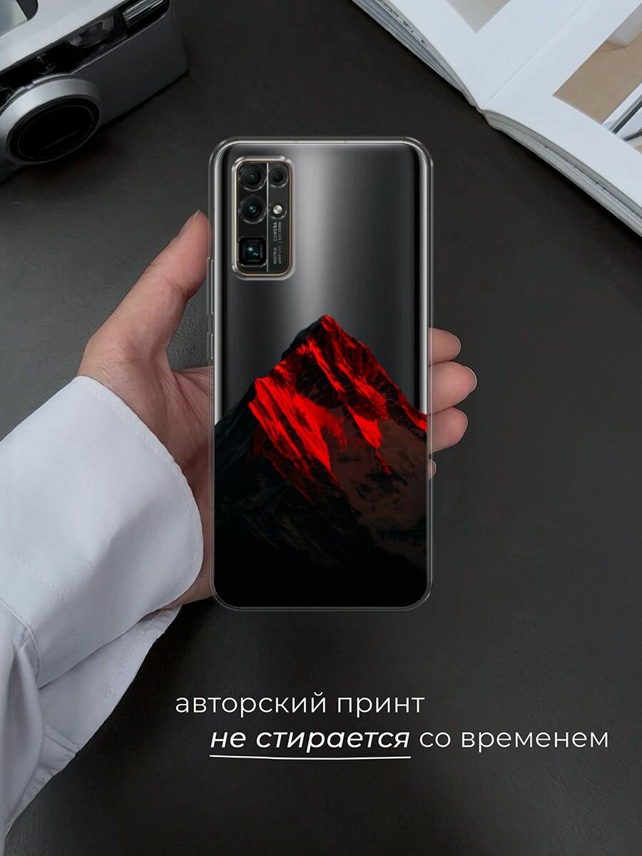 Чехол на Honor 30 / Хонор 30 с принтом Красная гора 2, прозрачный — фото 1