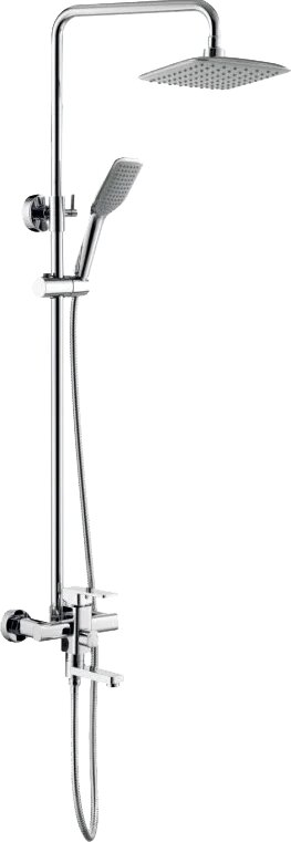 Душевая стойка Haiba HB2402 со смесителем, хром, глянцевая, с тропическим душем, с изливом, с девиатором, с лейкой, душевая система, латунная