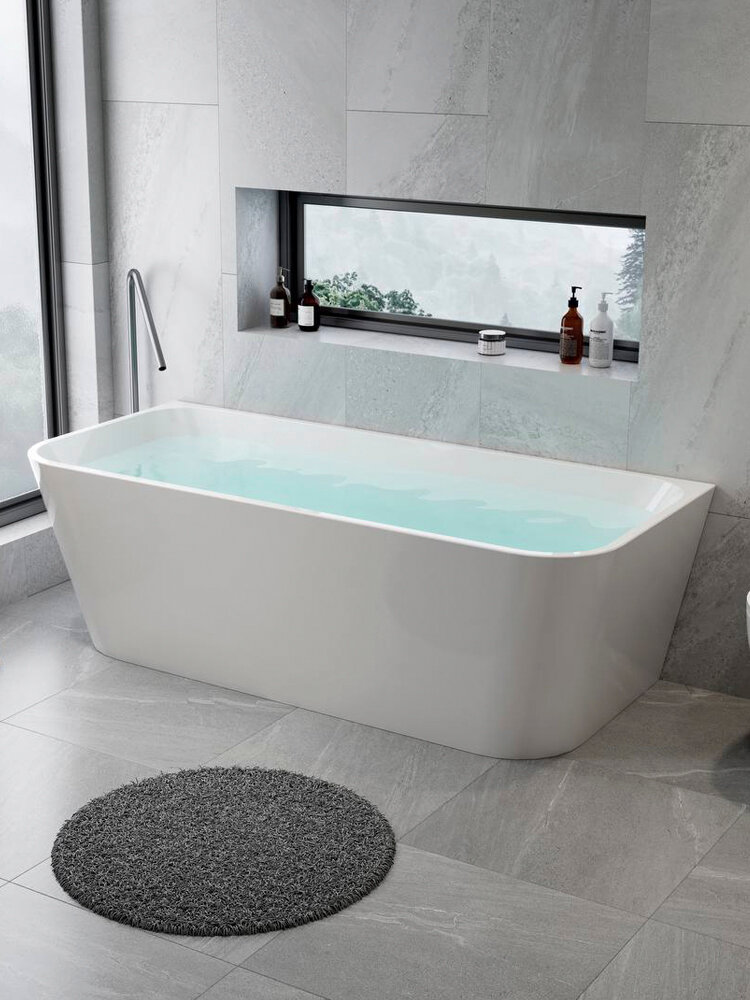 Акриловая ванна Royal Bath RIVA 180x80x58 универсальная, большая глубокая ванна из 100% акрила, с усиленным каркасом, панелью и сливом-переливом click-clack