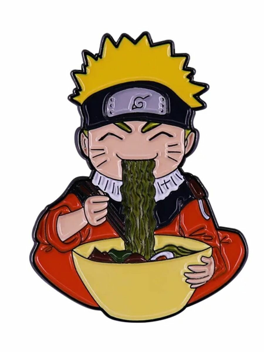 Значок из аниме Наруто ест рамен